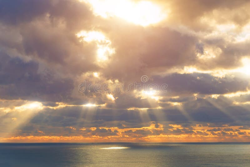 Rays Divine Holy from the Sun Behind the Clouds Break through and ...