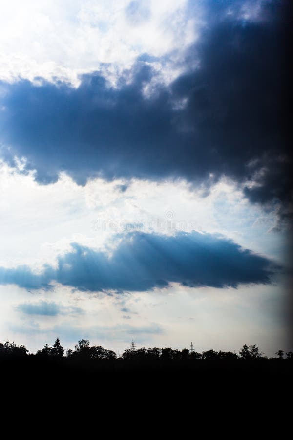 The Rays of God in the River Landscape. the Sun`s Rays Shine through ...