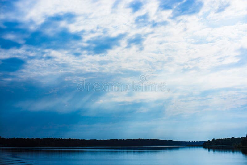 The Rays of God in the River Landscape Stock Image - Image of ...