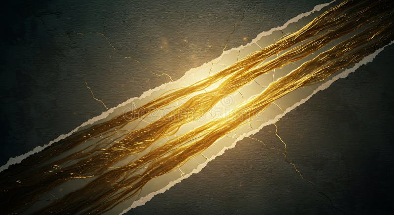 Rays of Golden Threads Appear through a Torn Opening in a Dark ...