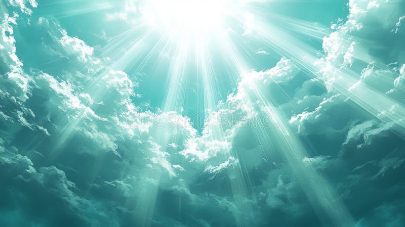 Rays of Hope Sun Shining through Dramatic Clouds, Abstract Heavenly ...