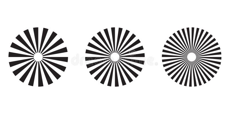 Rays Icon Set Sunburst Element Radial Stripes Set. Stock Illustration ...