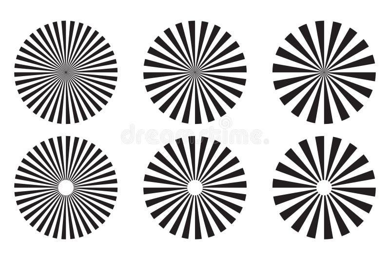Rays Icon Set Sunburst Element Radial Stripes Set. Stock Illustration ...