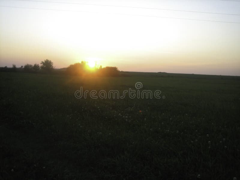 Rays of the Late Sunset Over the Endless Field in the Twilight of the ...