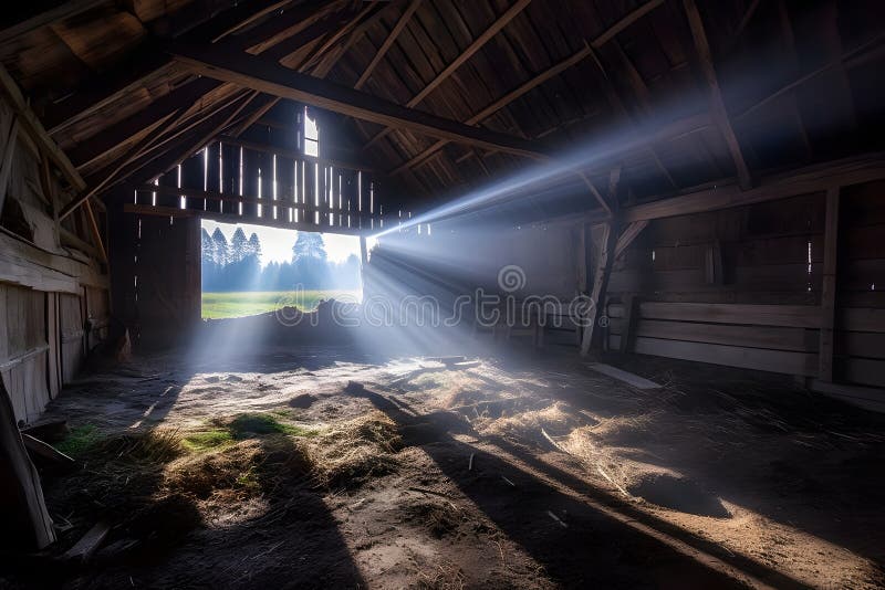 Rays of Light in the Barn. Neural Network AI Generated Stock Photo ...