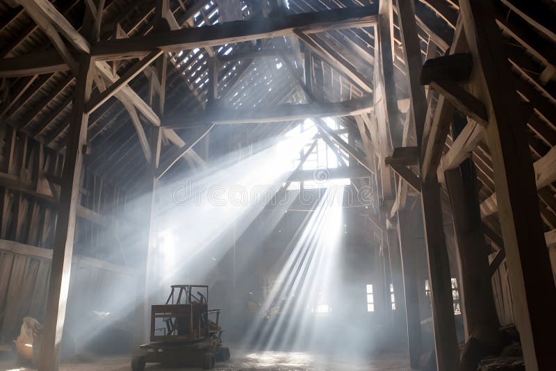 Rays of Light in the Barn. Neural Network AI Generated Stock Image ...
