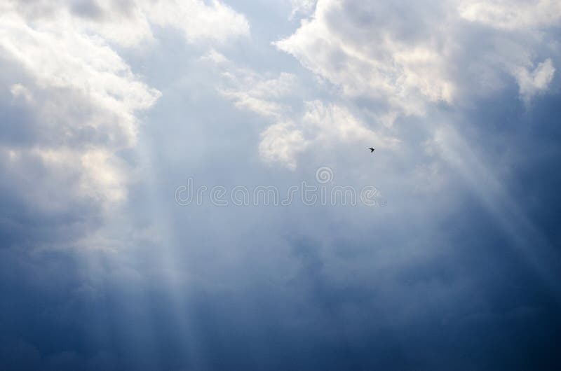 Rays of Light through the Clouds in the Sky Stock Image - Image of rain ...