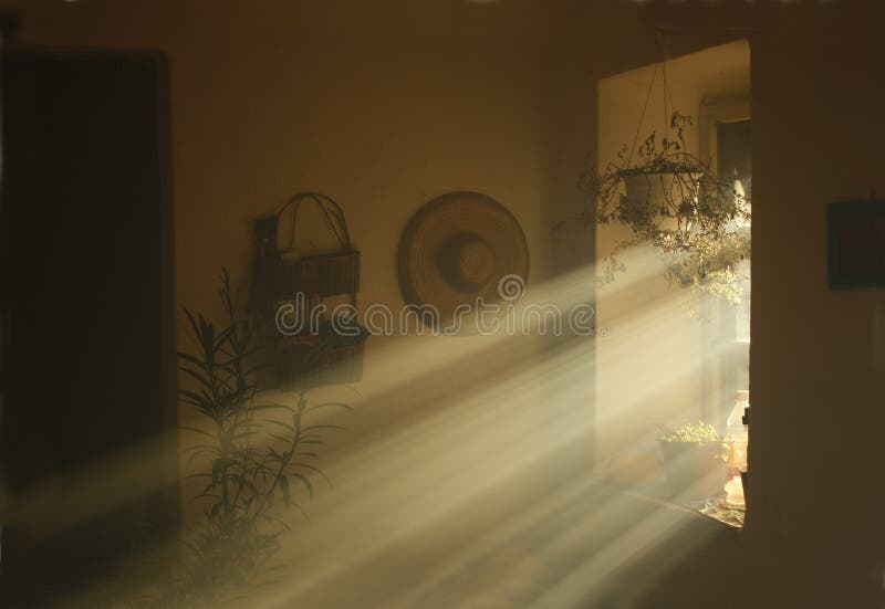 Rays of Light Coming from a Window in an Old Country House. Stock Image ...