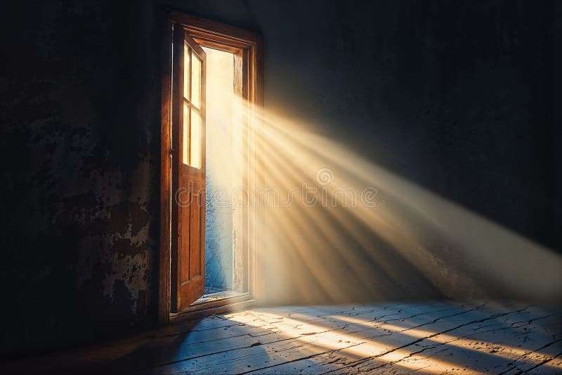 Rays of Light Entering a Dark Room Stock Illustration - Illustration of ...