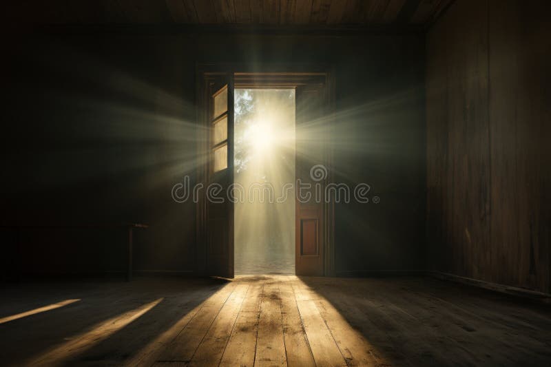 Rays of Light Entering a Dark Room Stock Illustration - Illustration of ...