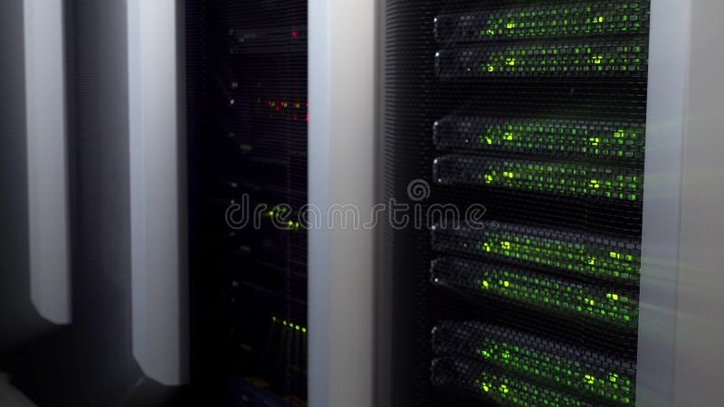 Rays of Light through Holes in the Server Rack. Motion Camera. Video ...