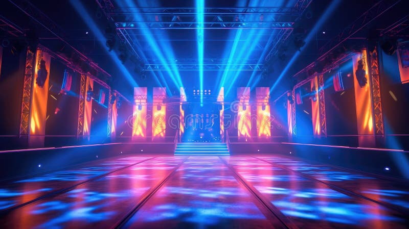 Rays of Light Illuminate the Scene on Stage Stock Illustration ...