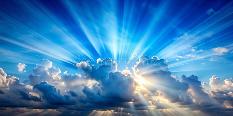 Rays of Light Illuminating Dynamic Blue SkyFluffy Clouds Generative by ...
