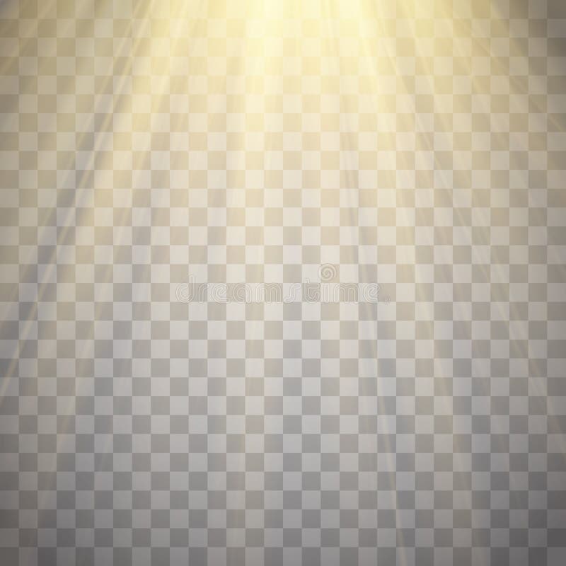 Rays of Light Isolated on Transparent Background. Golden Spotlight. Sun ...