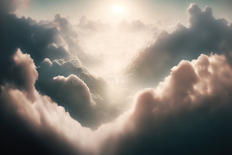 Rays of Light Shining in Blue Sky, Heaven Stock Illustration ...