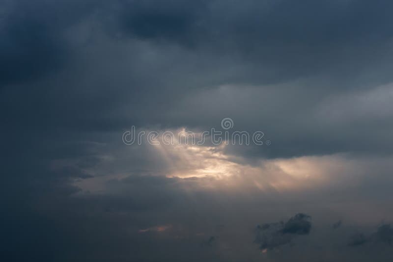 Rays of Light Shining through Dark Clouds, Dramatic Sky with Cloud ...