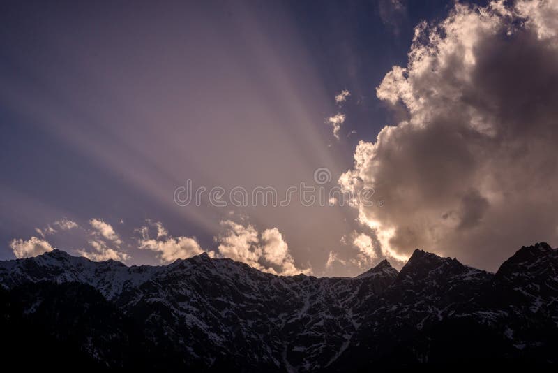 Rays of Light Shining Down in the Evening in Manali Stock Photo - Image ...