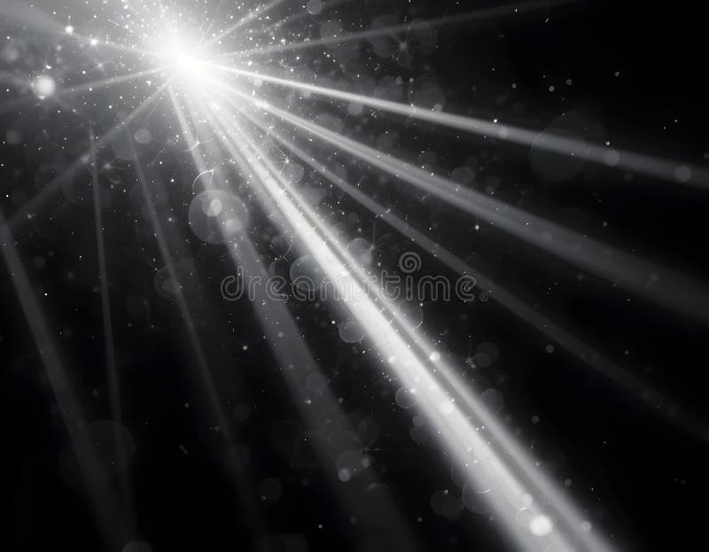 Rays of Light Shining and Sparkling from Above Against Dark Background ...