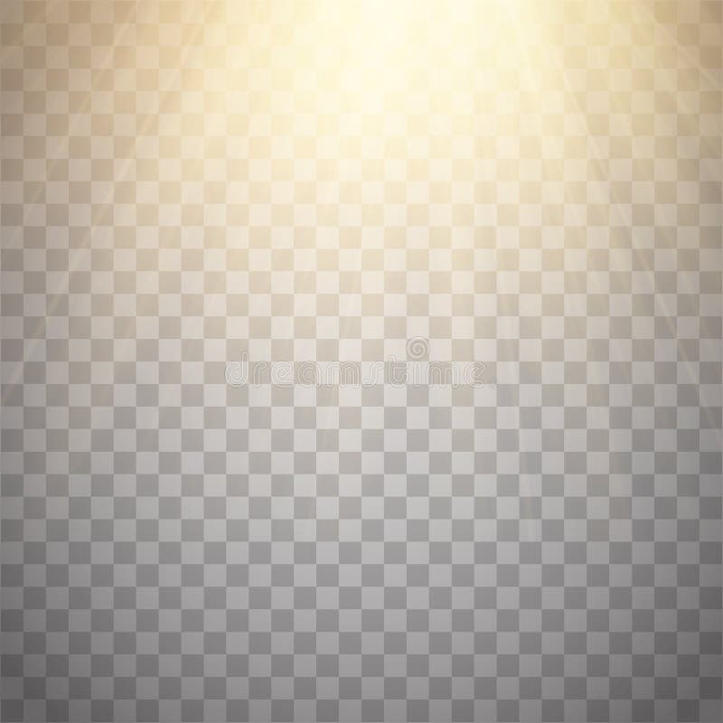 Rays of Light on Transparent Background. Golden Spotlight Stock Vector ...