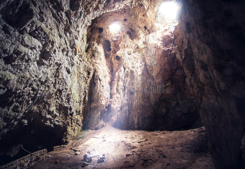 Rays of Lights in the Middle of Cave Stock Photo - Image of adventure ...