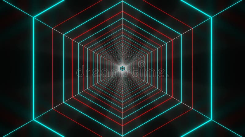 Rays Made of Red and Cyan Glowing Triangles Rotate and Change Shape on ...