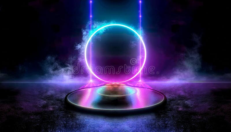 Rays of Neon Light in the Dark, Neon Figures, Smoke. Background of ...