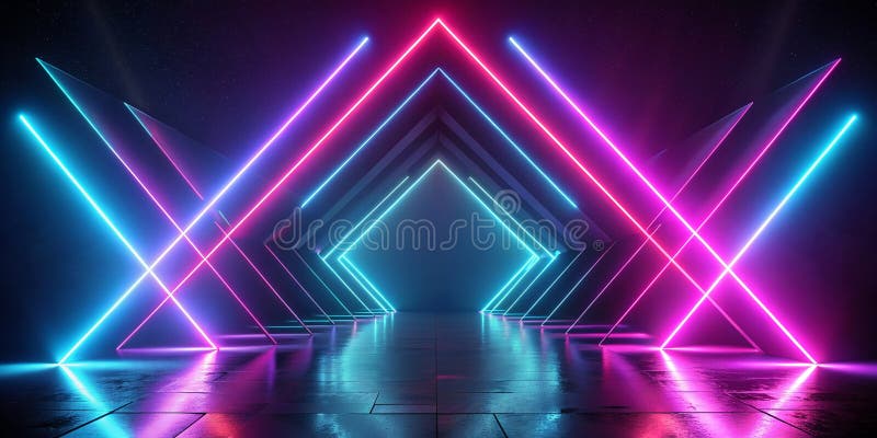Rays Neon Light in the Dark Neon Geometric Figures Abstract Dark ...