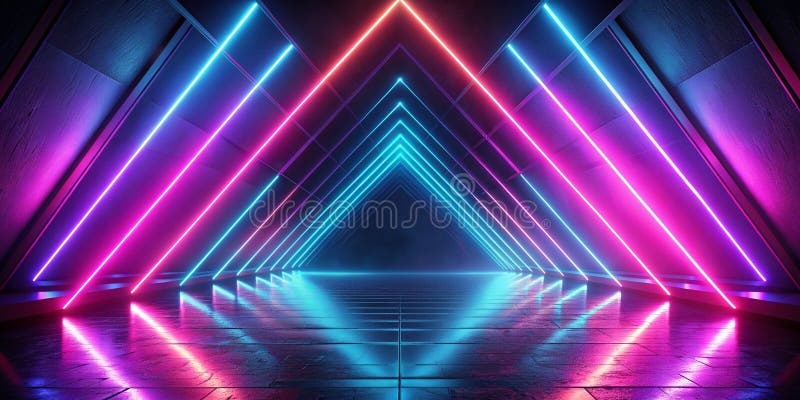 Rays Neon Light in the Dark Neon Geometric Figures Abstract Dark ...