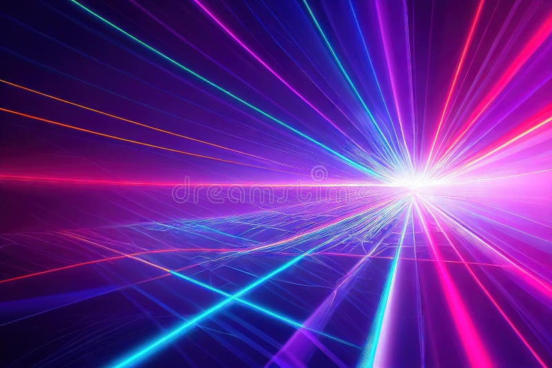 Rays Radiating in Multi-colored Spectrum As 3d Render Neon Background ...