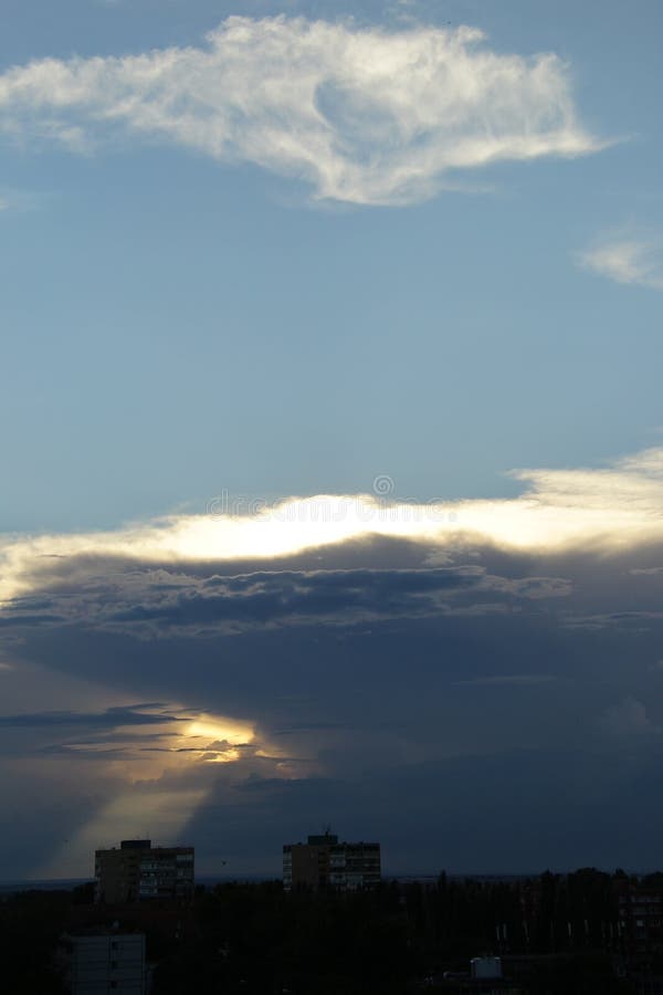 A rays of the setting sun. stock image. Image of nature - 208067763