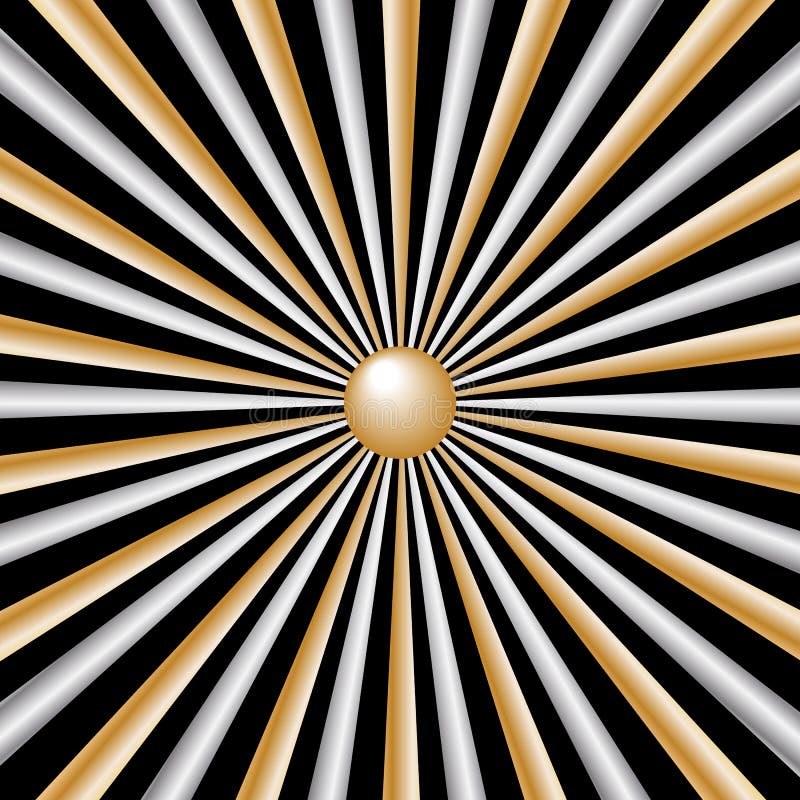 Rays Silver and Gold on Black Background Stock Vector - Illustration of ...