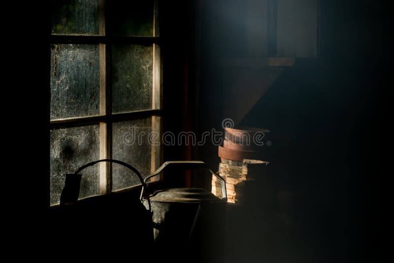 Rays of the Sun in the Dirty Window of an Abandoned House. Inside View ...
