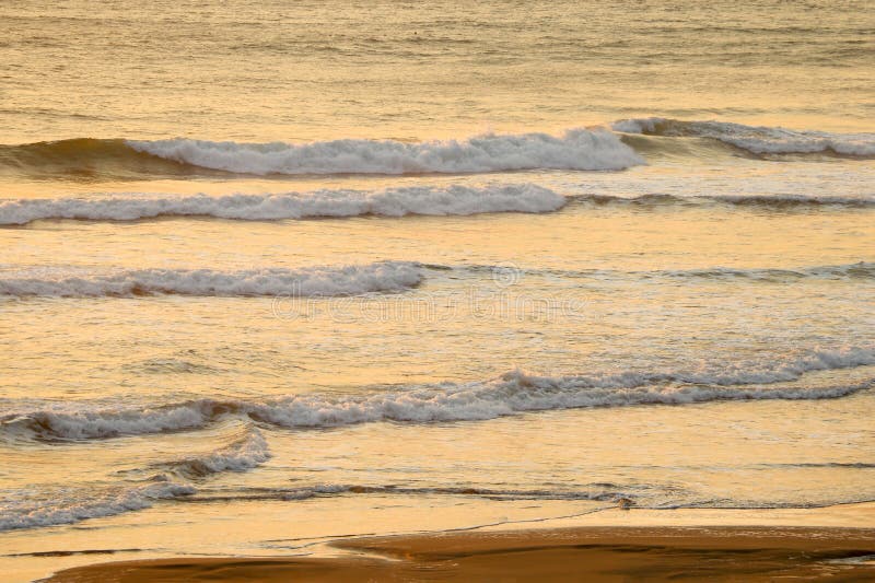 The Rays of the Sun Fall on the Waves of the Ocean. Sunrise or Sunset ...