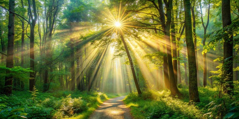 Rays of Sun Going into the Woods Forest Greenery Nature Generative by ...