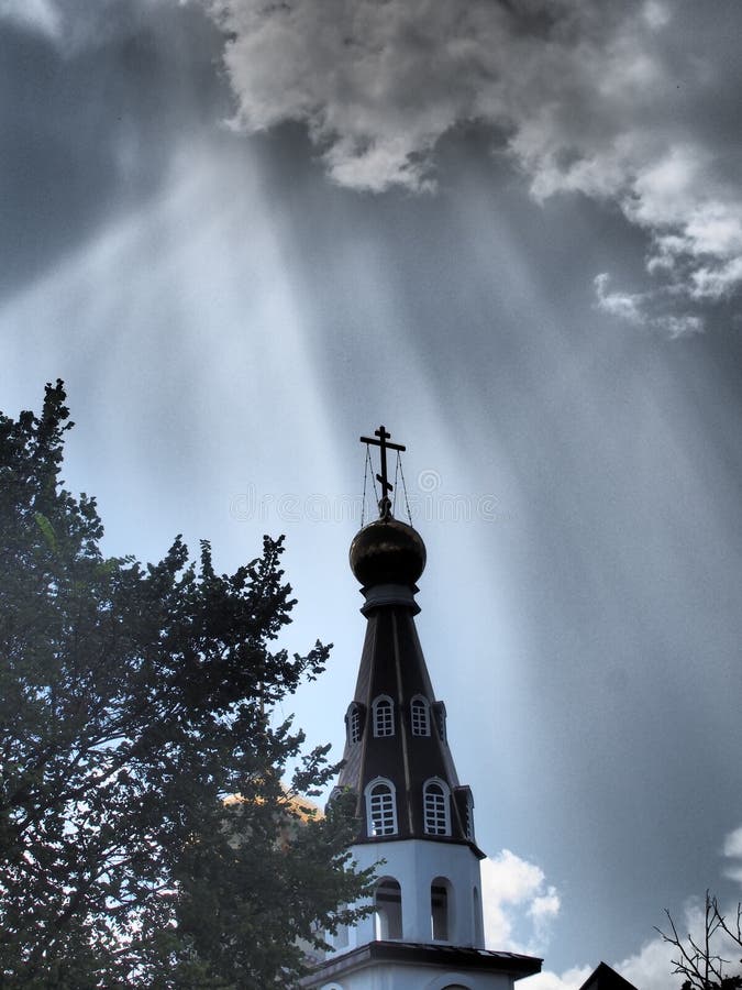 The Rays of the Sun Illuminate the Dome of the Orthodox Church Stock ...