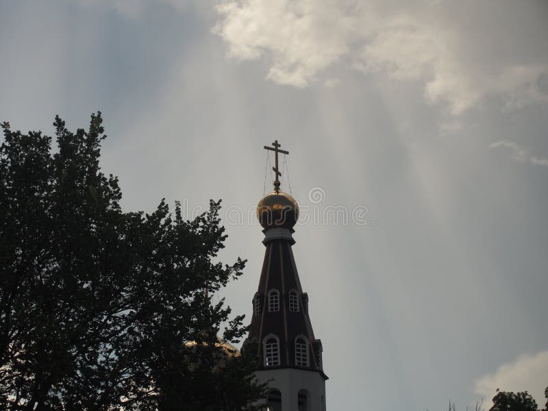 The Rays of the Sun Illuminate the Dome of the Orthodox Church Stock ...