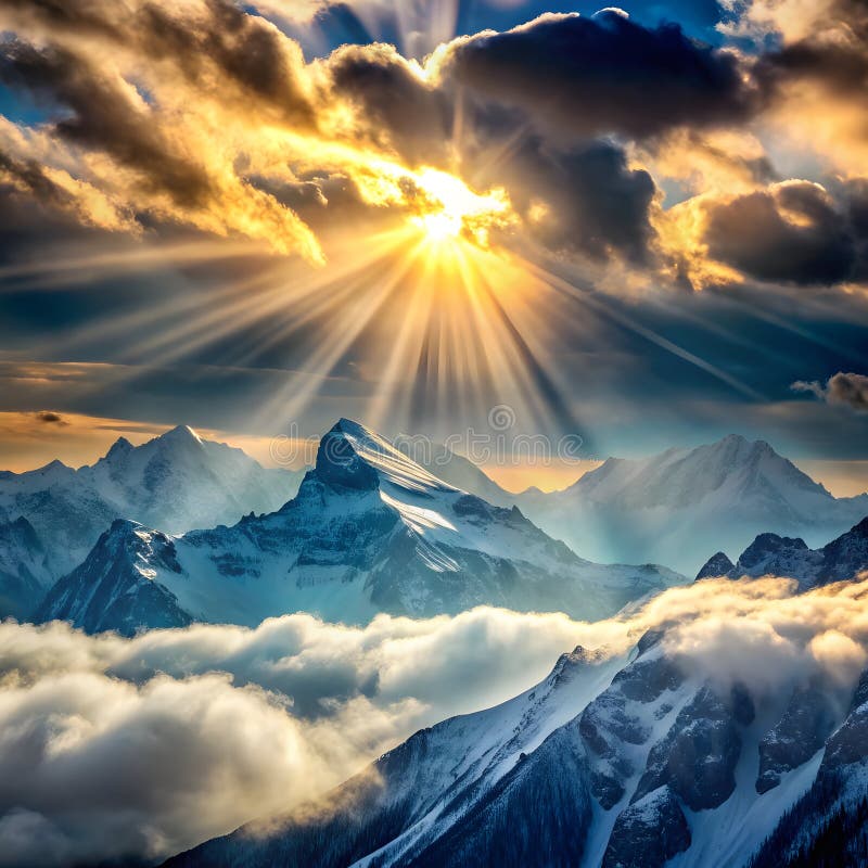 "Rays of the Sun Make Their Way through the Clouds." Stock Illustration ...