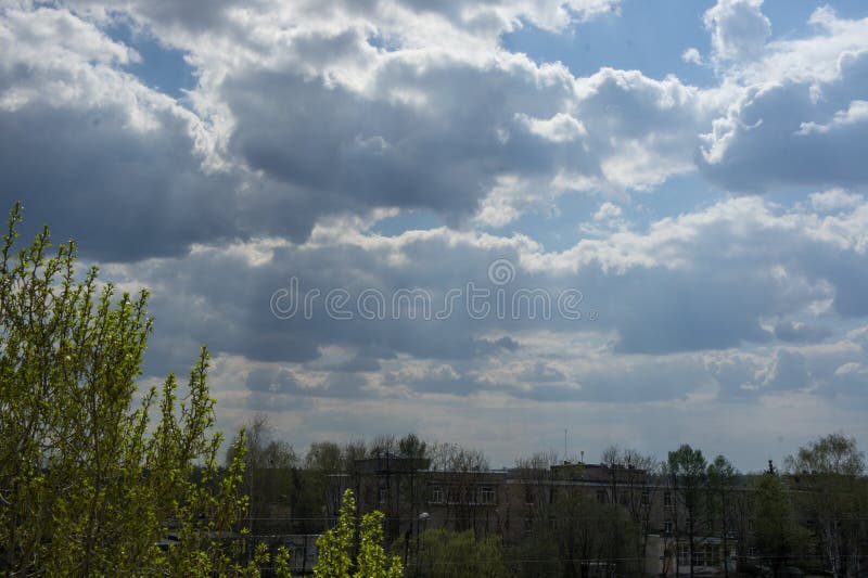 The Rays of the Sun Make Their Way through the Spring Sky Stock Photo ...