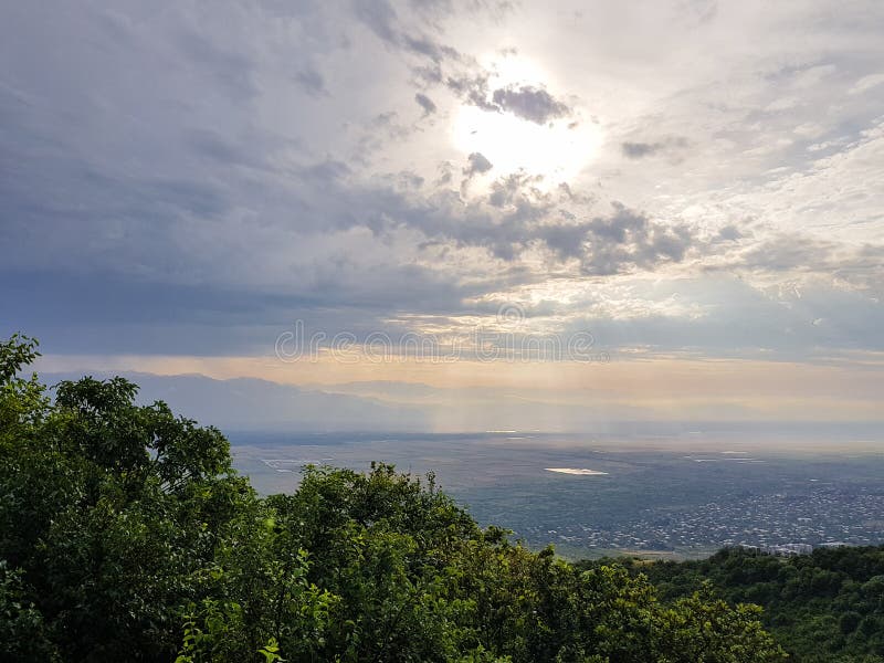 The Rays of the Sun Over Divine Valley after the Rain Stock Photo ...