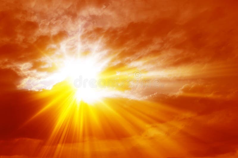 Red Sky with Clouds. Fiery Red Sunset Background with Copy Space for ...