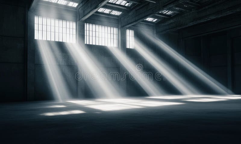 Rays of Sunlight Illuminate the Interior of an Empty Warehouse ...