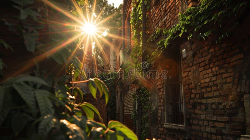 Rays of Sunlight Peeked through the Surrounding Buildings Adding a ...
