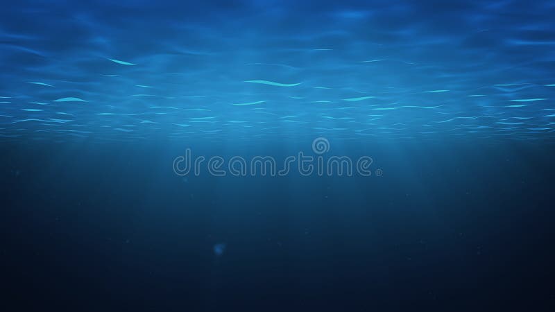 Rays of Sunlight Shining from Above Penetrate Deep Clear Blue Water ...