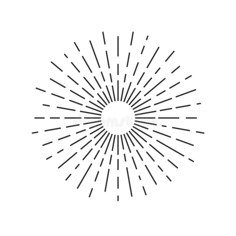 Sun Rays Drawn Symbol. Sunlight Linear Icon Vector Illustration ...