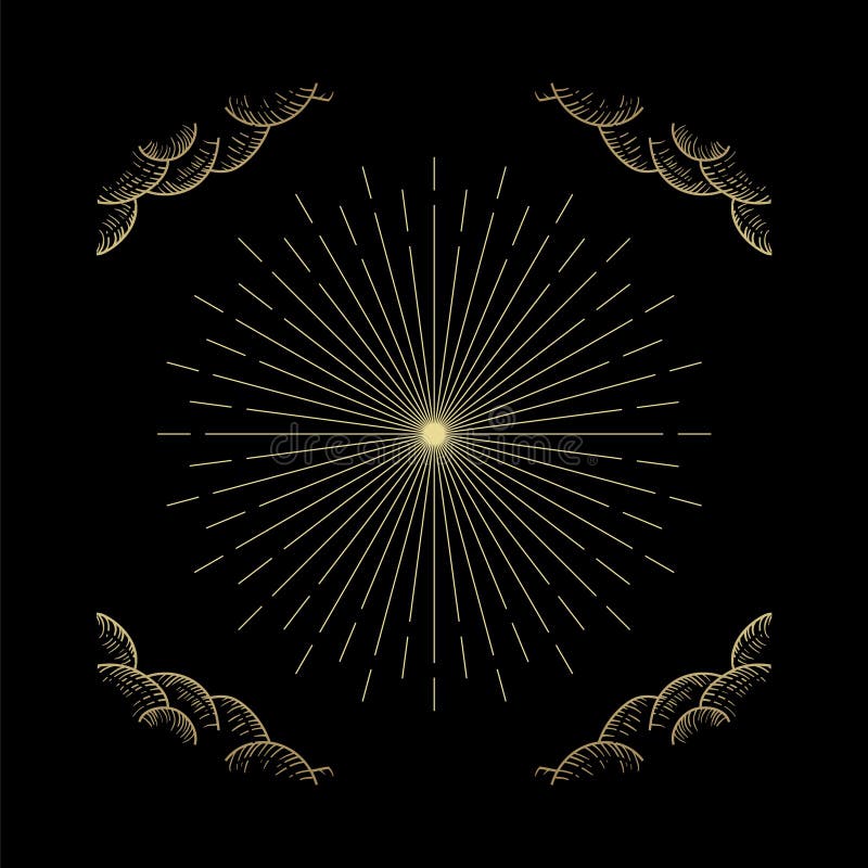 Rays Vector in Hand Draw, Engraving, Luxury Style Stock Vector ...