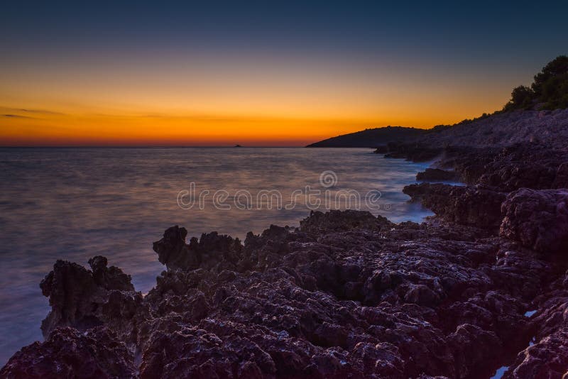 Razanj Croatia Seascape stock photo. Image of sunset - 77936780