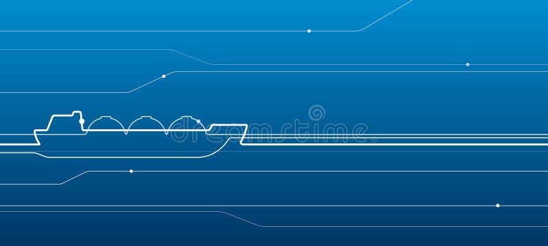 Sea Transport. Gas Carrier. Cargo Ships in Outlines. Abstract Line ...
