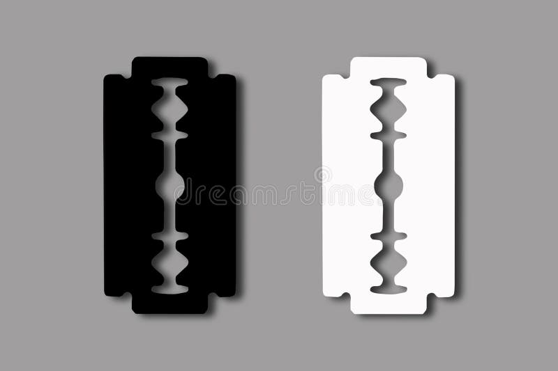 Razor Blade Black and White Mockup Isolated on a Grey Background. Stock ...