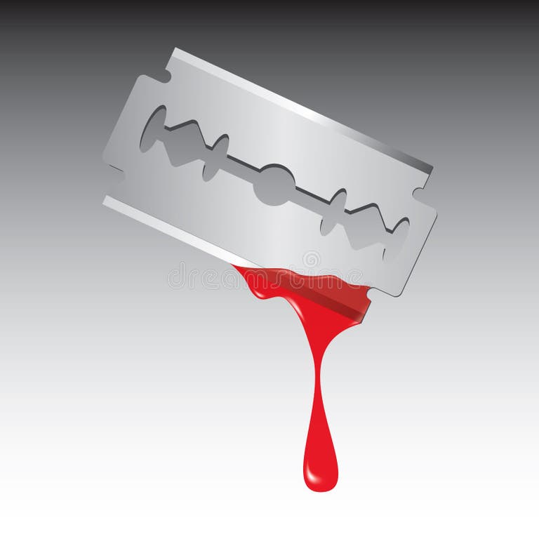 Razor blade with blood stock vector. Illustration of lacerate - 56669736