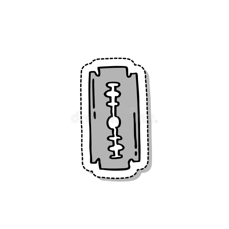 Razor Blade Doodle Icon, Vector Sticker Illustration Stock Illustration ...